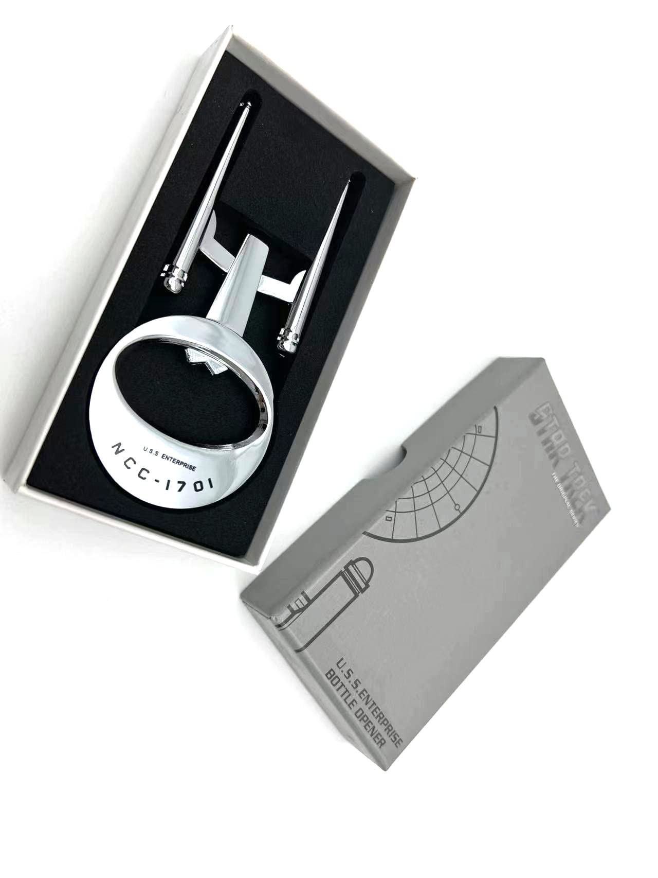 QIroseonly Brothers Star Trek: USS Enterprise Bottle Opener NCC-1701 Silver Metal Bottle Opener Manual Can Openers 5 inches long