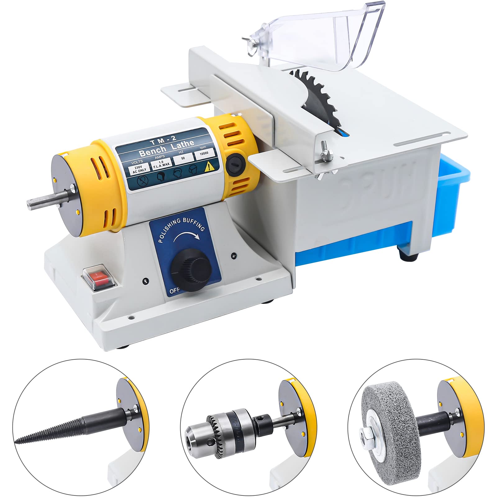 OCASAMI Mini Table Lapidary Saw Rock Saw Lapidary Polisher Bench Lathe Polishing Buffing Cutting Machine DIY Jewelry, 10000RPM Mini Precision Polisher, Gem Rock Woodworking