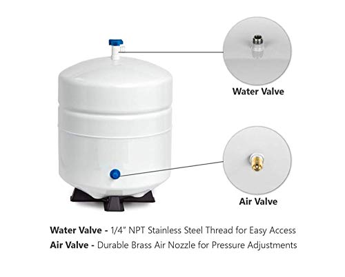 Reverse Osmosis Water Storage Pressure Tank 4.5 Gallon (3.2 Gal Capacity) Plus Tank Valve and 1/4" Tubing