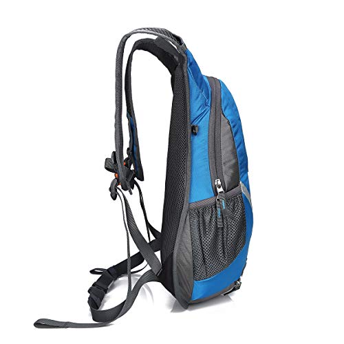 HWJIANFUNG Waterproof Camping Hydration Bladder Backpack,Folding Climbing Sports Backpack for Men,MTB Bike Cycling Backpack,no Water Bag Fits Men & Women (Blue)
