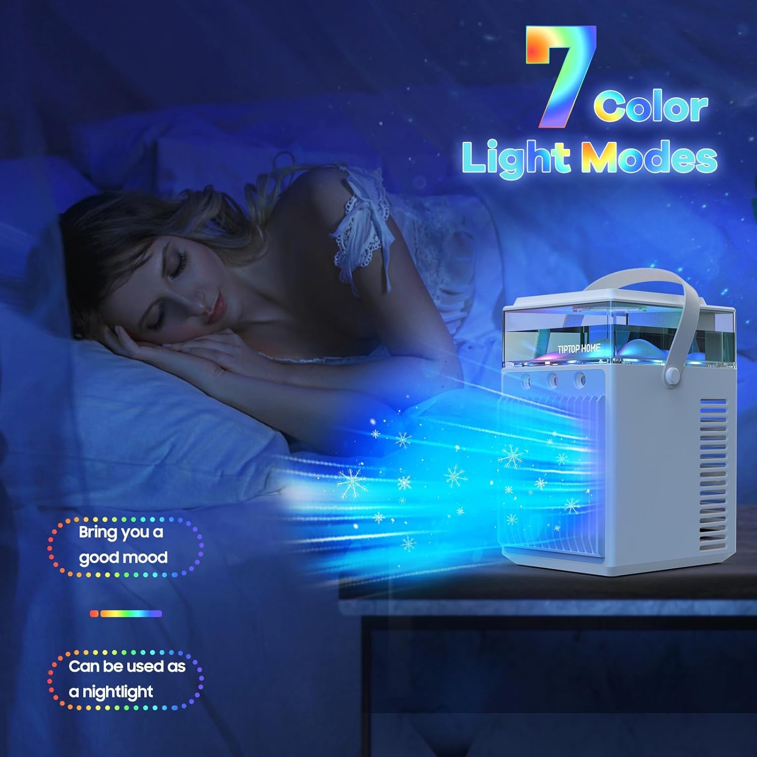 Portable Air Conditioners,4 in 1 Rechargeable Evaporative Personal Air Cooler APP Remote Control Humidifier with 6 Ice Boxes, 3 Speeds Mini AC with LED, Air Conditioner Desktop Cooling Fan for Bedroom