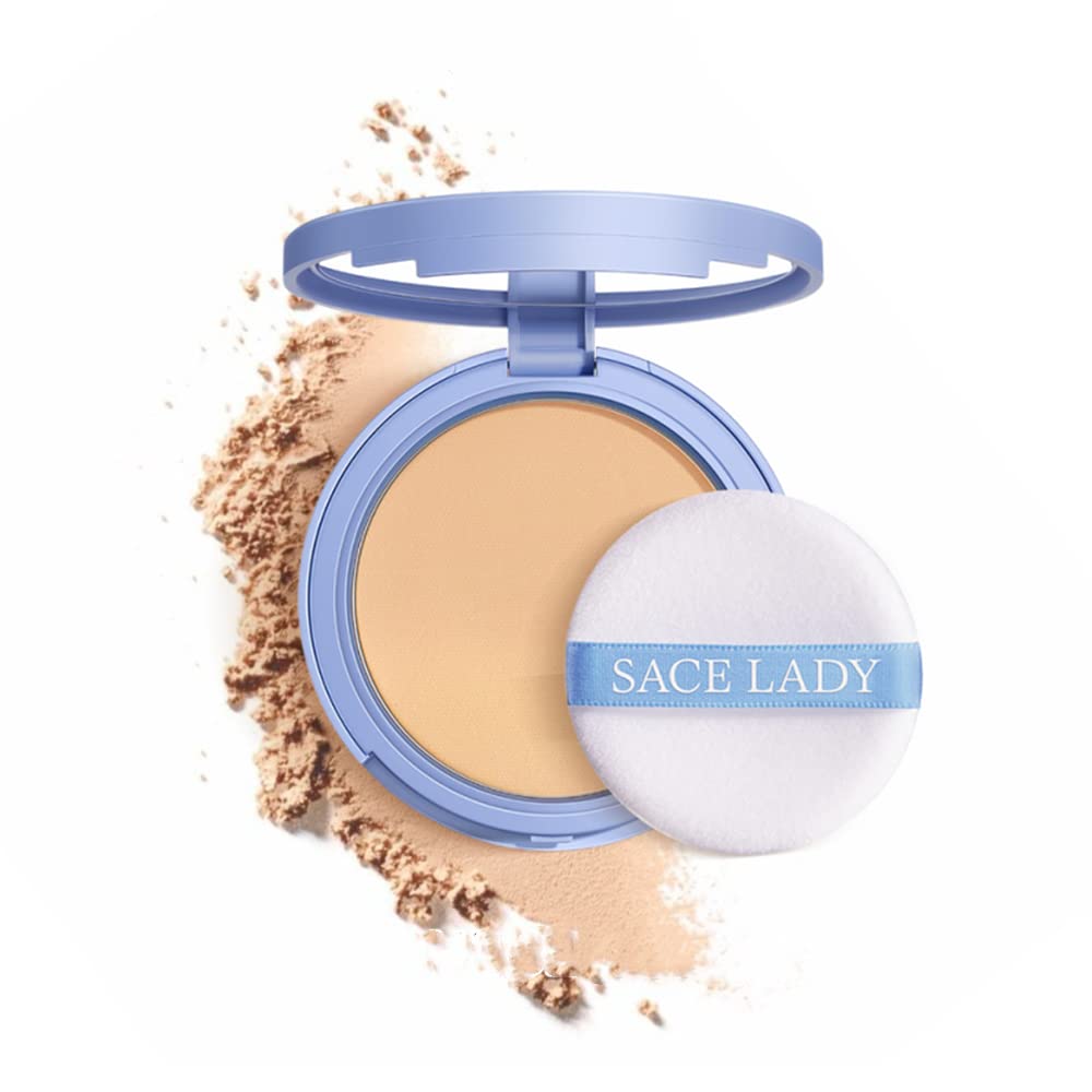 SACE LADY 2Pcs Face Make Up Set, Flawless Matte Foundation and Oil Control Pressed Powder, Lasting Coverage Waterproof Natural Cosmetics Kit