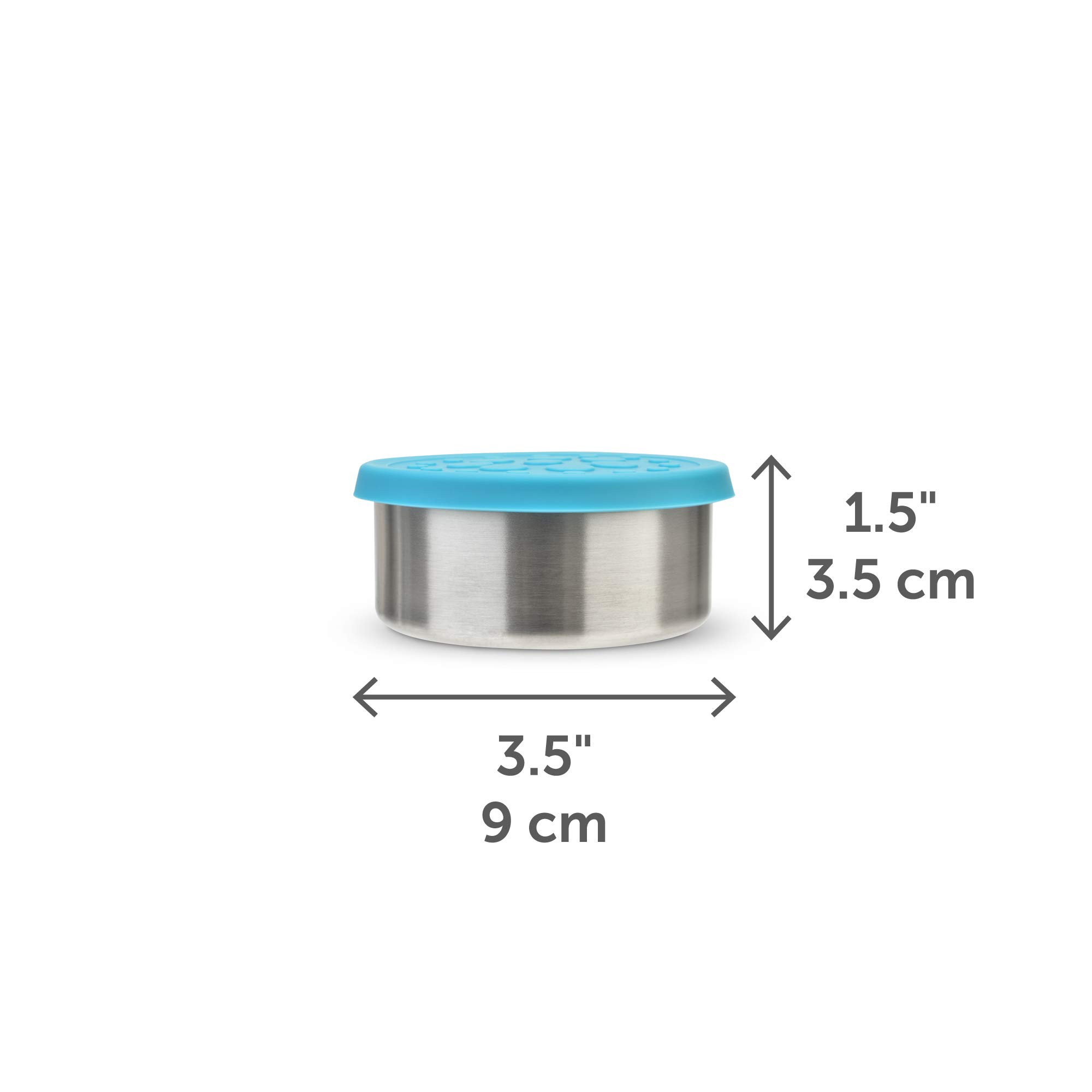 LunchBots 4.5 oz Leak Proof Snack and Side Dish Containers - Spill Proof in Bags and Bento Boxes - Food-Grade Stainless Steel With Silicone Lids - Set of 2 (Aqua)