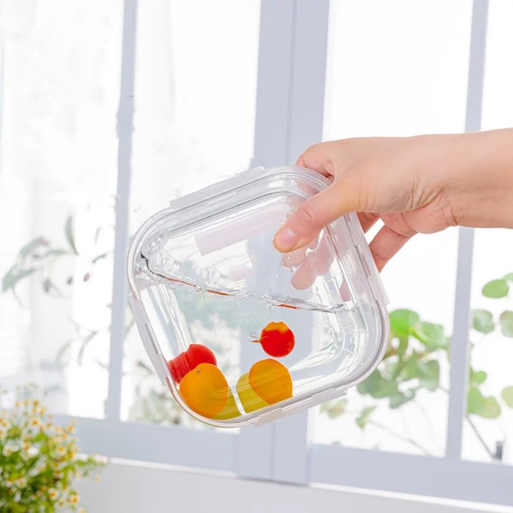 R.repad yay Square Glass Food Storage Containers, Small Square Glass Containers With Airtight Lids, 14oz Glass Meal Prep Containers, Glass Leak-proof Soup Container, Microwave Freezer Safe -(4PC)