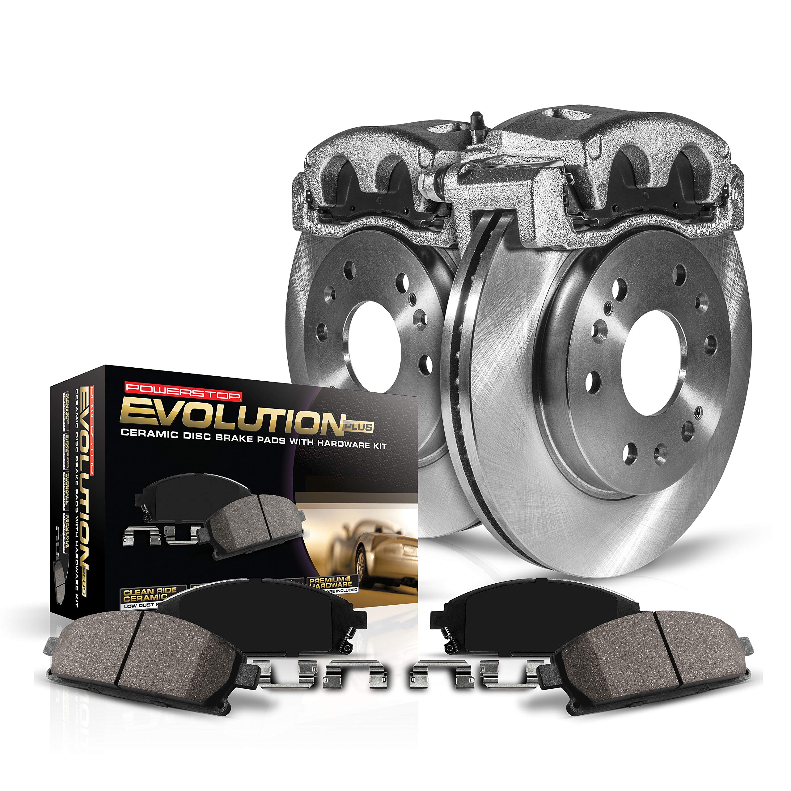 Power Stop KCOE6940A Front Stock Replacement Brake Pad and Rotor Kit with Calipers
