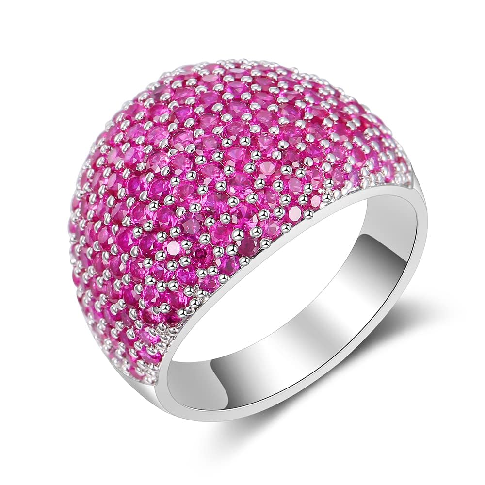 Mytys Chunky Fashion Rings for Women-Fuchsia Crystal CZ Fully Studded Statement Rings Crystal Lady Ring (7)