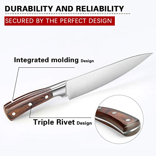 Professional Chef Knife 8 Inch, Kitchen Knife Made of AUS-10V Super Stainless Steel, Chefs Knife with a triple-riveted Ergonomic Handle,Sharp Cooking Knife with Gift Box