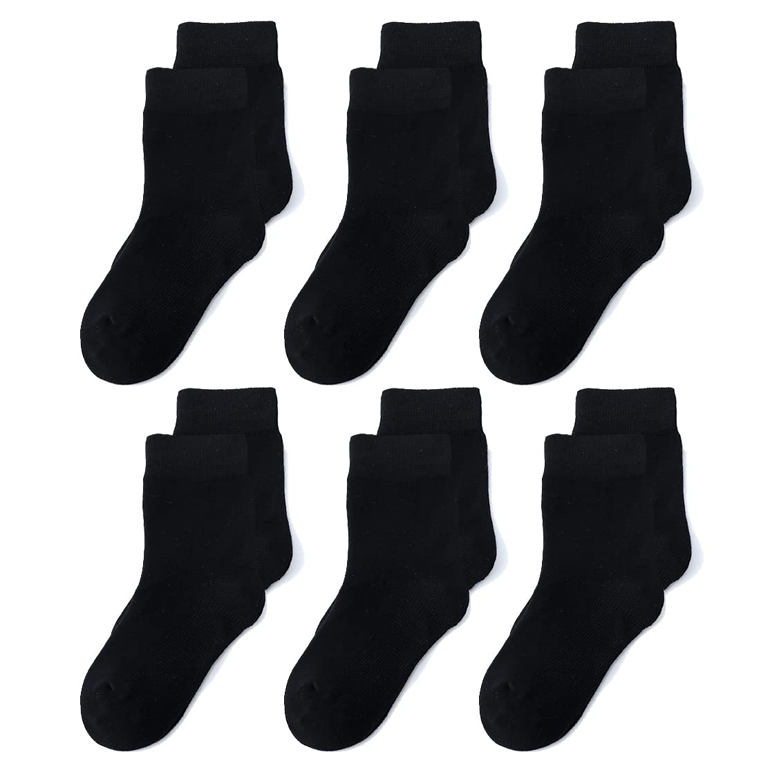 Marchare Girls Crew Socks Seamless Kids Socks Cotton School Socks Navy 6 Pack