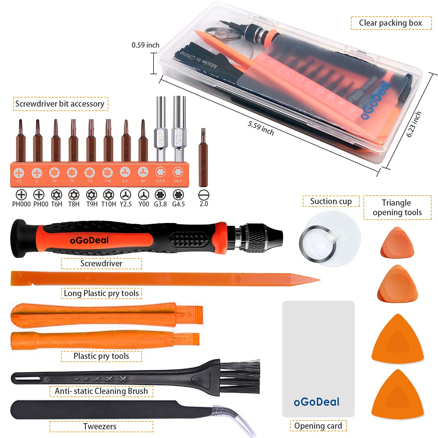 oGoDeal Triwing Screwdriver Set for Nintendo Switch T6 T8 T9 T10 Torx Security Screwdriver Kit for PS5,PS4, Xbox 360, Xbox one,Switch Lite, Joycon,Wii,N64 & Controller, PS4 Cleaning Repair Tool Kit