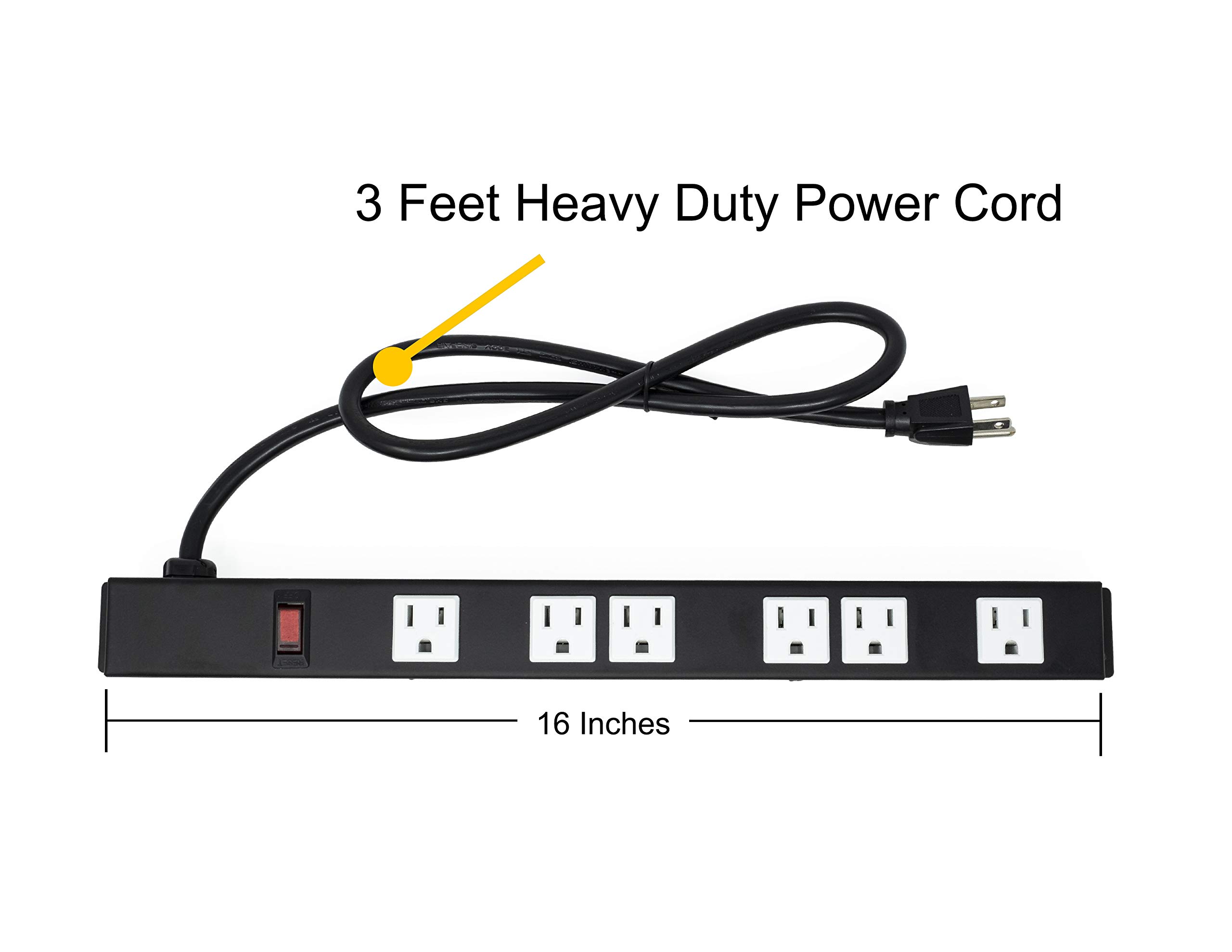 Opentron 5-Pack OT16063 Heavy Duty Metal Surge Protector Power Strip with Mounting Parts 6 White Outlets 3 Feet Power Cord