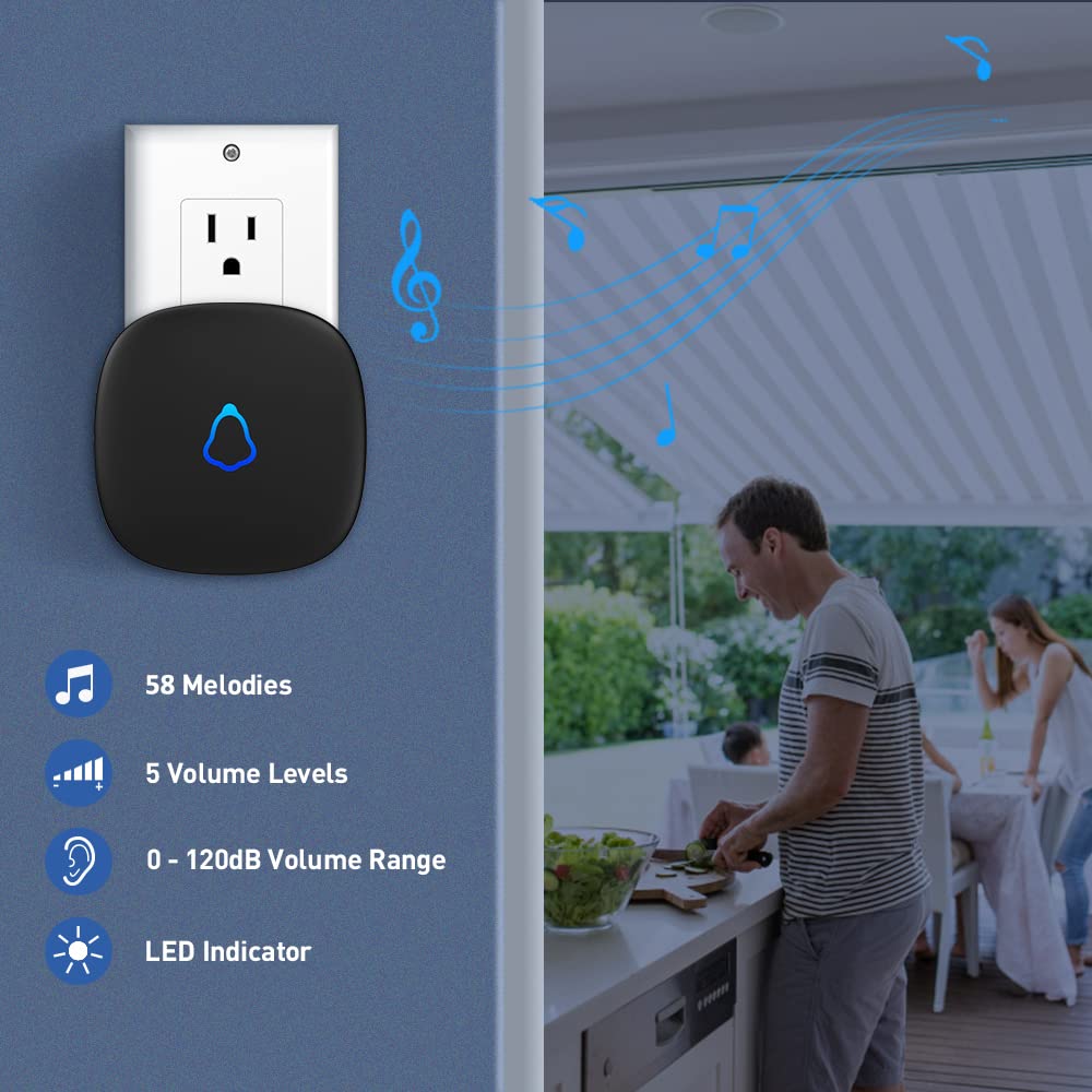 SECRUI Driveway Alarm, Wireless Oudoor Motion Sensor Alarm with 58 Chimes, Plug in Receiver and Weatherproof Motion Detector, 20ft/40ft PIR Detection Range-Protect Outside Property