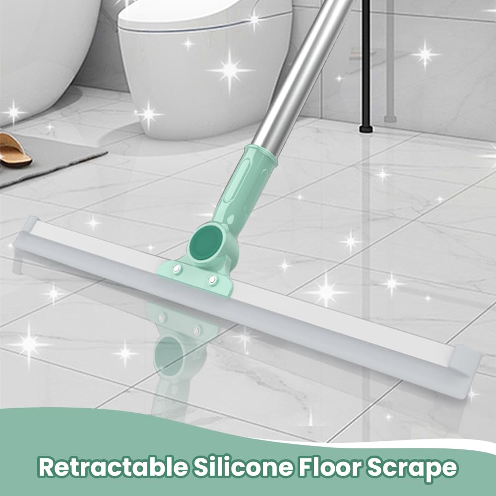 Silicone Floor Scraper, 2024 New Rubber Squeegee Broom for Sweeping Indoor, Multifunction Magic Floor Broom Household Cleaning Broom for Floor Bathroom Kitchen Shower Tile Pet Hair Glass (3, M)