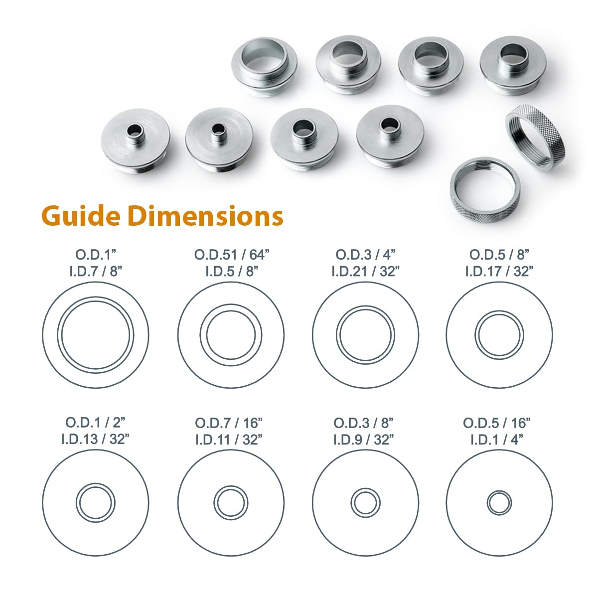 POWERTEC Dia 6-1/2" Router Base Plate & 10Pcs 5/16 to 1" Short Shank Router Template Bushing Guide Sets & Centering Pin. Fits Porter Cable, Craftsman, DeWalt, Bosch, Milwaukee Router Sub Bases (71778)