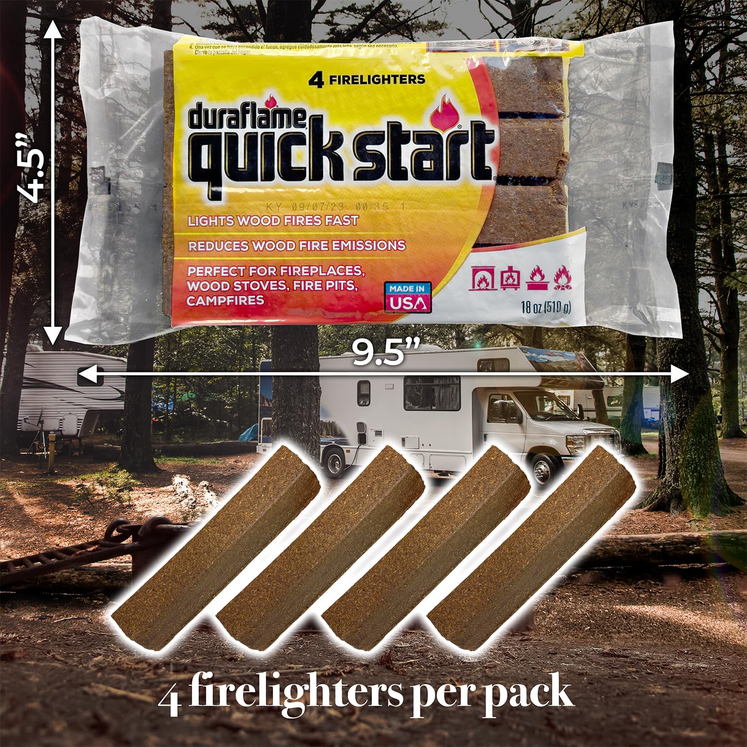 Quickstart Fire Starter for Indoor and Outdoor Use - Quick Ignition Fire Starter Logs for BBQ, Fireplace, Fire Pit and Campfires (24 Pack)