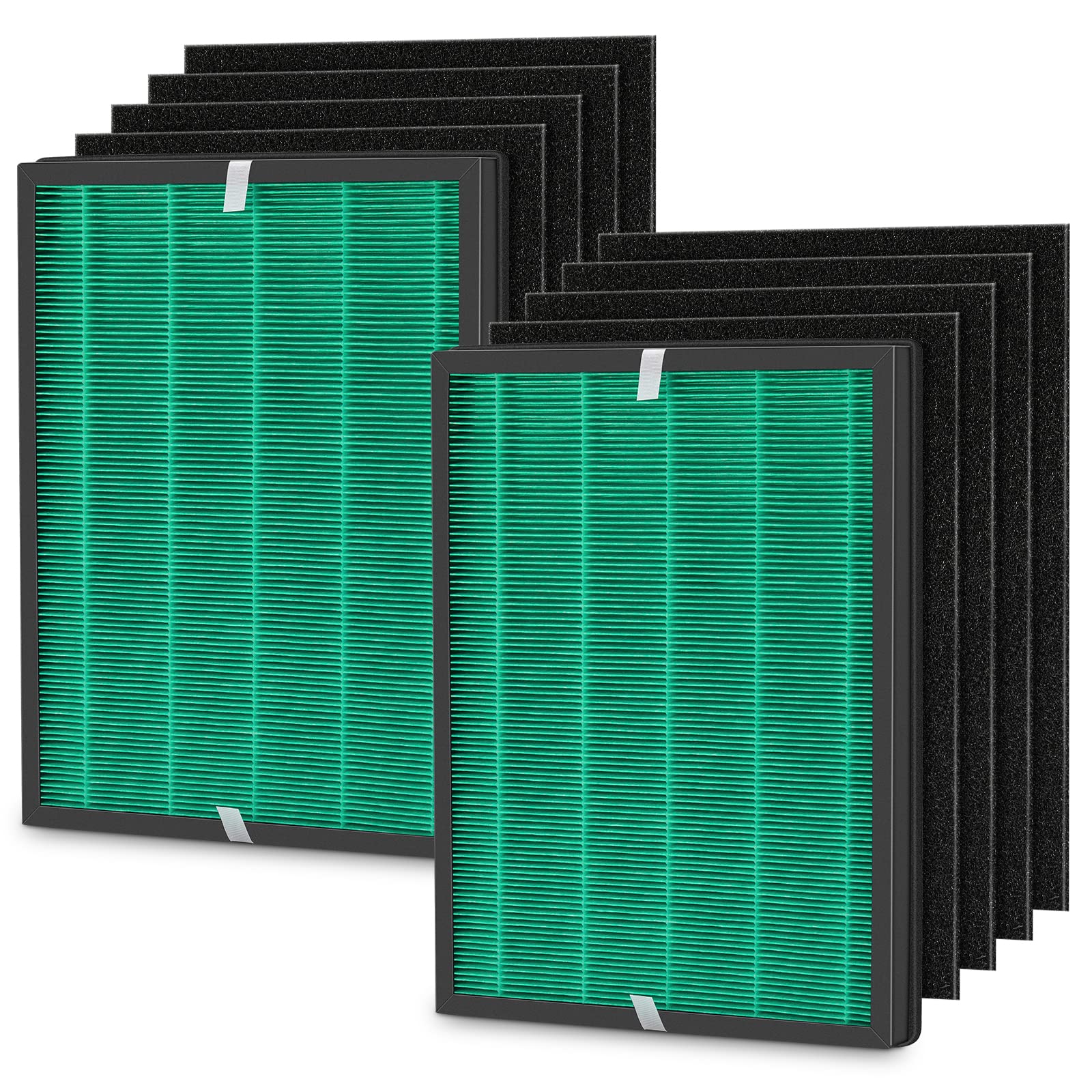 Replacement Filter Sets for Coway Airmega 150 Air Purifier, 2 Green True HEPA and 8 Active Carbon Filter, AP-1019C-FP
