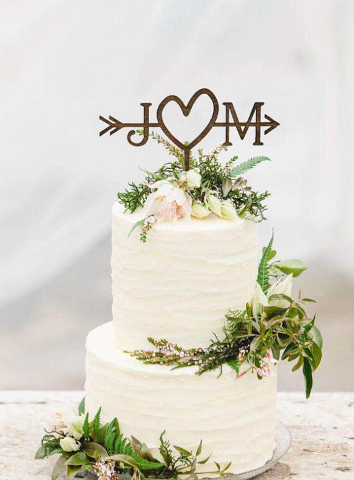 Rustic Wedding Arrow Cake Topper | Decoration | Beach wedding | Bridal Shower | Initials Cake Topper | Rustic Country Chic Wedding Top