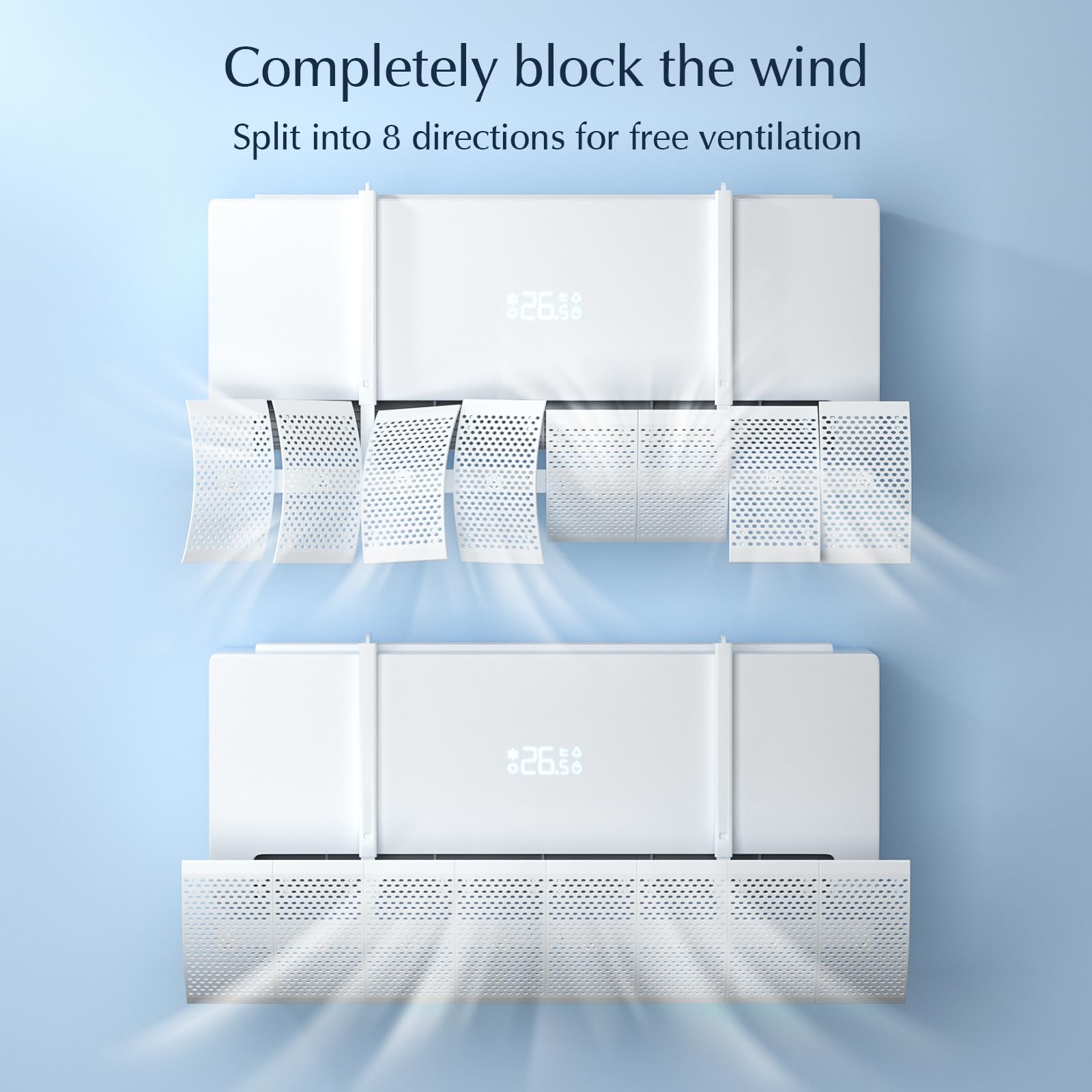 OOCOME Adjustable AC Air Deflector, Conditioner Air Vent Deflector, Air Wing Air Cooled Baffle for Split Air Conditioners, Adjustable Wind Direction in 8 Directions, Witch