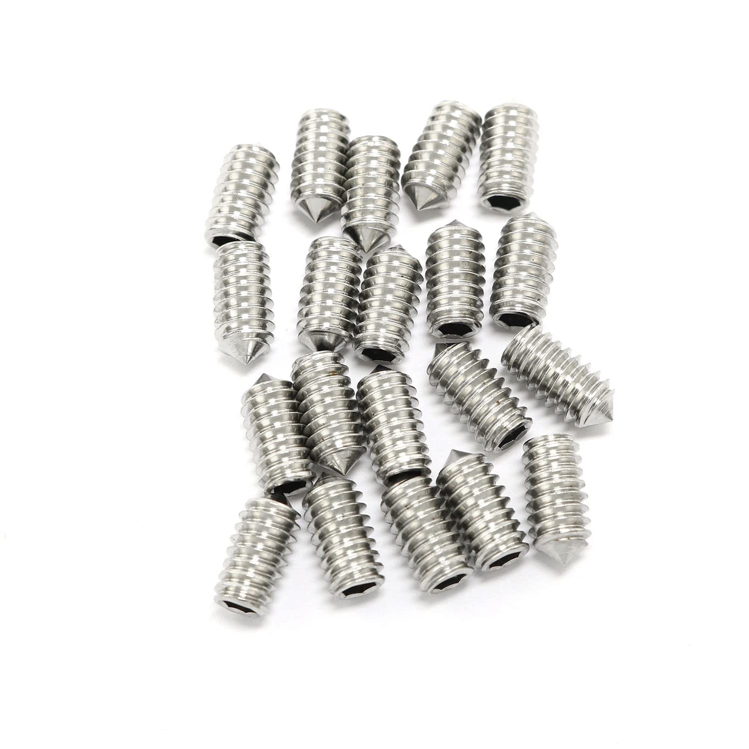 Pro Bamboo Kitchen 20pcs 1/4-20x1/2" Hexagon Hex Socket Set Grub Screws 304 Stainless Steel Full Thread Cone Point Grub Screw