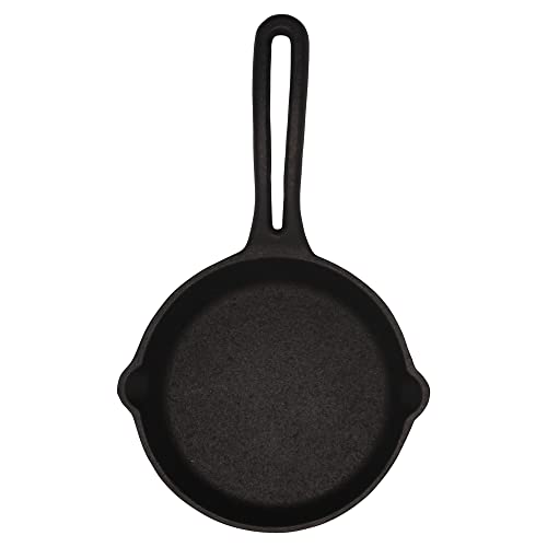 Mirro 4.5" Cast Iron Mini Skillet for Frying Pan with Drip-Spouts, Pre-seasoned Oven Safe Cookware for Camping, Indoor and Outdoor use, Black