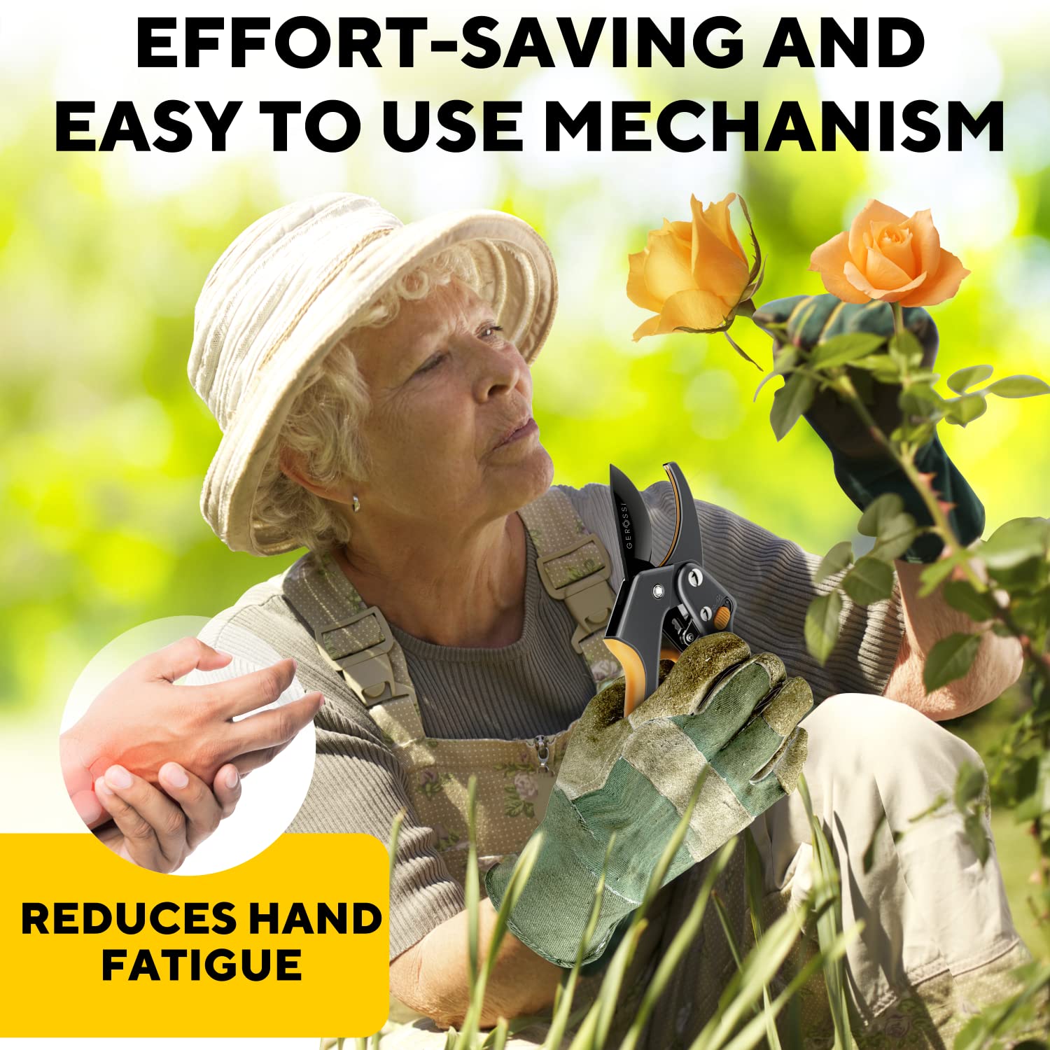 Ratchet Pruning Shears for Gardening Heavy Duty - Increases Cutting Power 3x - Perfect Ratchet Pruners for Weak Hands & Arthritis- 8β Anvil Garden Clippers - w/Extra Sharp Blade for Effortless Cutting