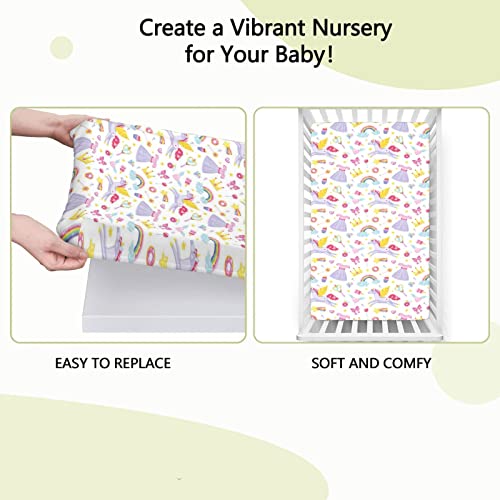 Rainbow Themed Fitted Crib Sheet,Standard Crib Mattress Fitted Sheet Soft and Breathable Bed Sheets-Great for Boy or Girl Room or Nursery,28β x52β,Multicolor