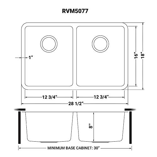 Ruvati 28-inch Undermount Kitchen Sink 50/50 Double Bowl 16 Gauge Stainless Steel - RVM5077