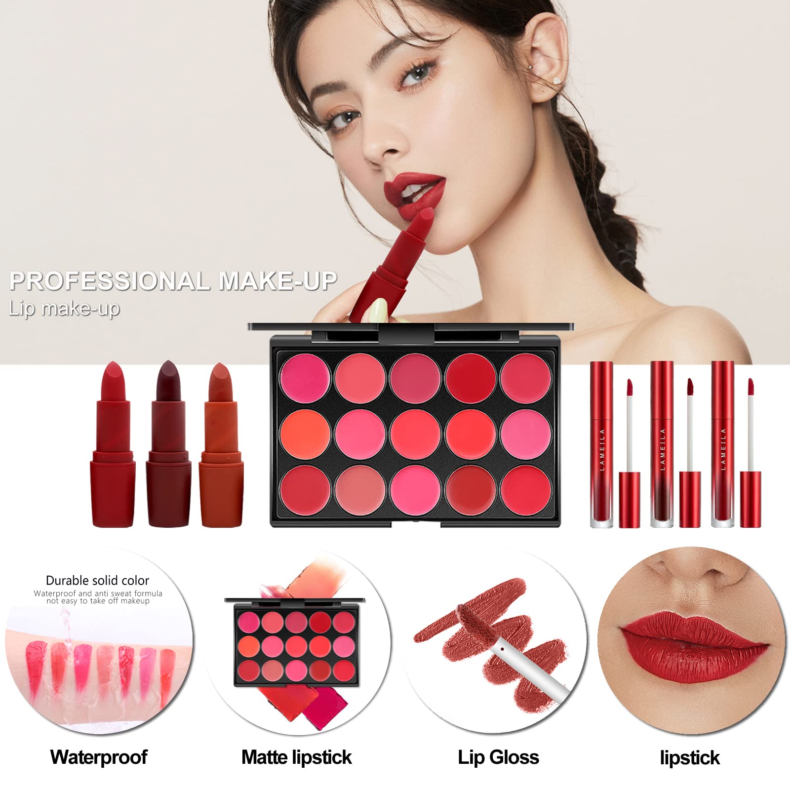 Professional Full Makeup Kit Gift 30 PCS, All-in-one for Women Include Eyeshadow Palette,eyeliner, Lip Gloss lipstick , Brush Set, Foundation, Concealer , Mascara