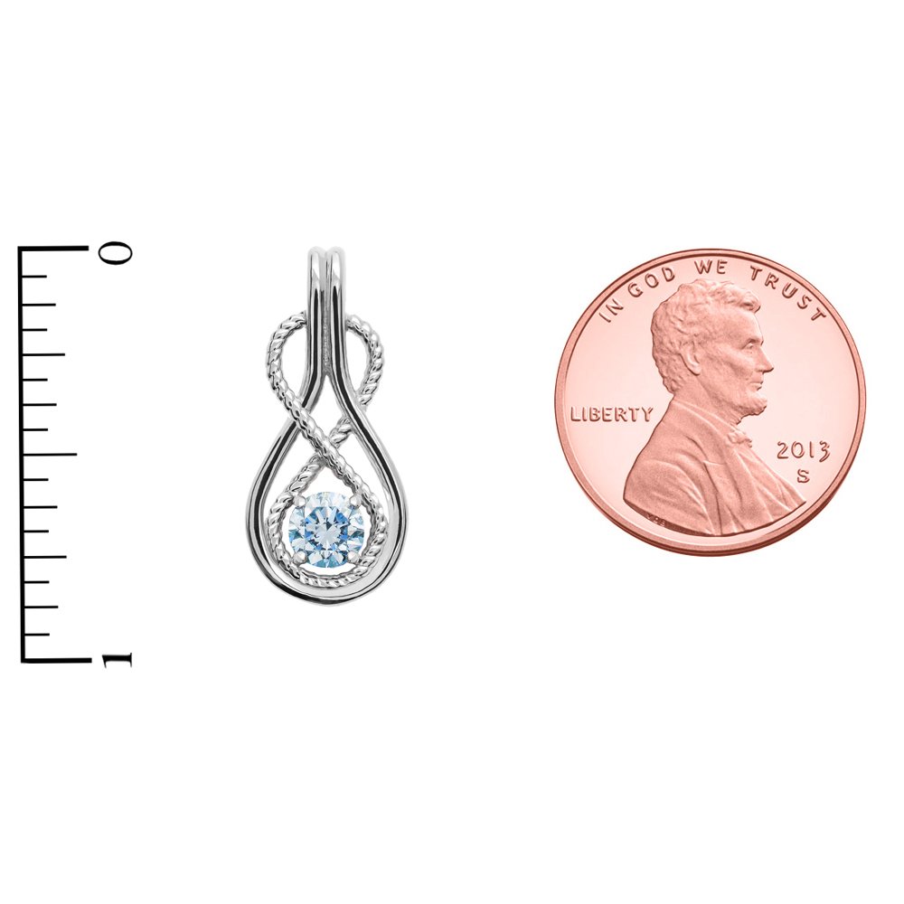 Infinity Rope March Birthstone Aquamarine 10k White Gold Pendant Necklace, 18"