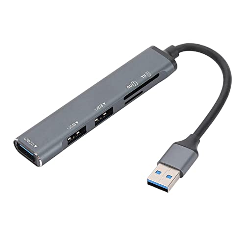 Ronyme Compact USB 3.0 Docking Hub, with Card Reader TF/x USB 2.0 5 in 1 Aluminum Alloy Multi Ports Splitter for PC Gaming Desk Accessories