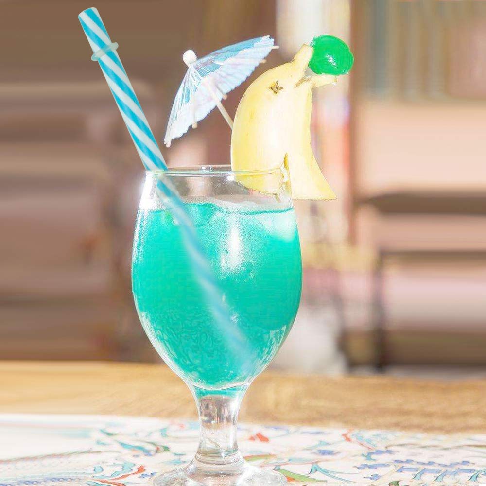 OKGD 100 Piece Reusable Hard Plastic Straws. BPA-Free, 9 Inch Long Stripe Drinking Straws, Outer Diameter 0.28 Inch