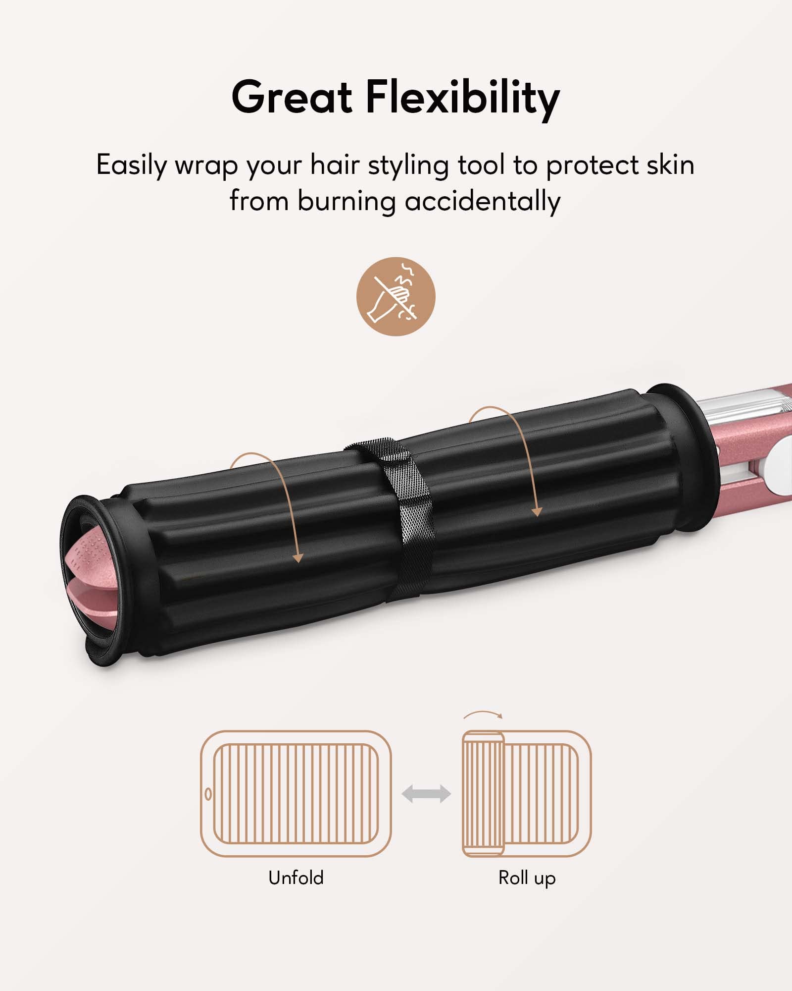 Professional Heat Resistant Mat, Silicone Travel Mat for Flat Iron, Curling Iron, and All Hair Styling Tools, Hot Tools Mat with Larger Size and Lighter Weight, Black