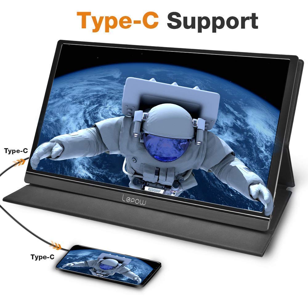 Lepow Portable Monitor Bundle [Black & Silver 2 Pack] 15.6 Inch 1080P Full HD USB C Computer Displays with IPS Eye Care Screen Mini HDMI and Speakers for Laptop PC MAC Phone Xbox PS4