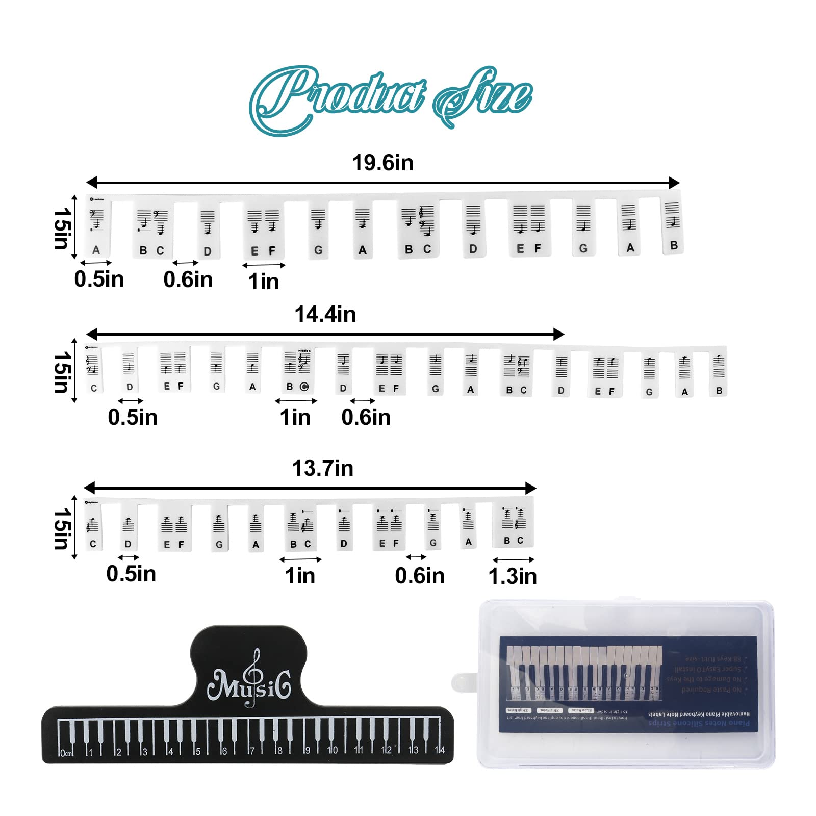 Piano Keyboard Stickers, 88-Key Full Size Removable Piano Keyboard Note Labels Silicone Piano Key Stickers Removable Piano Notes Stickers for Beginners Learning (Black)