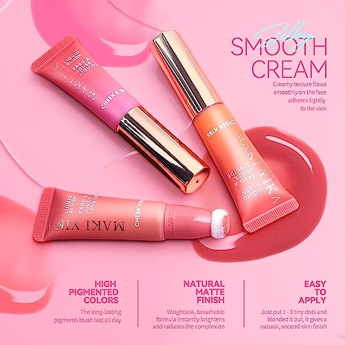Liquid Blush Wand, Matte Face Blushes Beauty Wand with Cushion Applicator, Lightweight Pink Blush Natural Pearl Finish, Smooth Creamy Fomula (3# desert rose)
