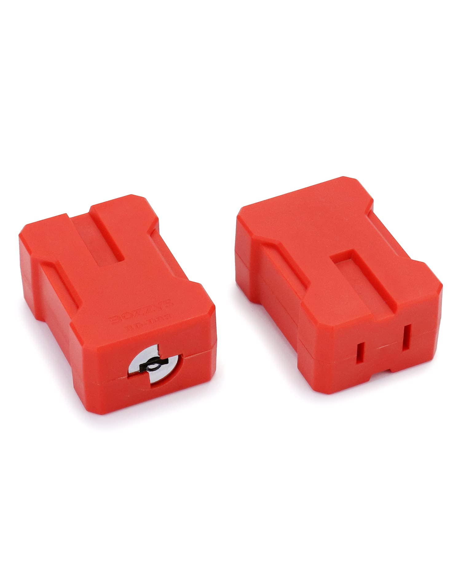 QWORK Electrical Cord Plug Lockout Device for Electrical Cord, 2 Pack Plug Locking Safety Lock Fits 2 & 3 Prong Plugs, Electrical Shutdown Service, Built-in Lock Cylinder, Dual Key