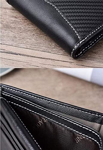 NIUBB Men's Carbon Fiber Wallet Shield NFC Anti-Theft Brush RFID Leather Wallet Card Holder (Color : Black)
