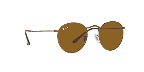 Ray-Ban Rb3447 Round Metal Sunglasses, Antique Gold/Brown, 47 mm