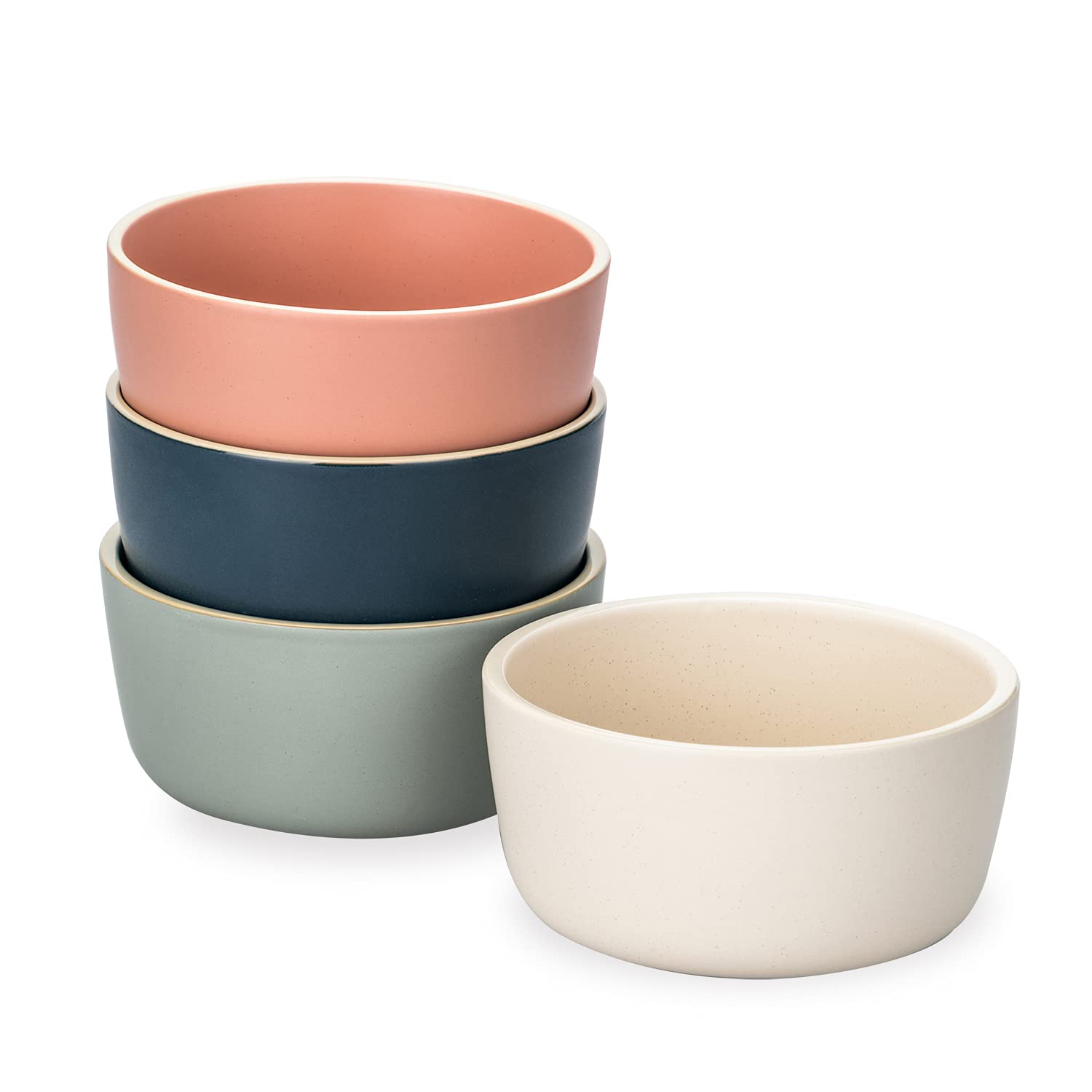 MDZF SWEET HOME 28 Oz Porcelain Bowl Set, 6 Inch Deep Bowl for Cereal, Soup, Fruit-Salad and Dessert Serving Bowls, Set of 4