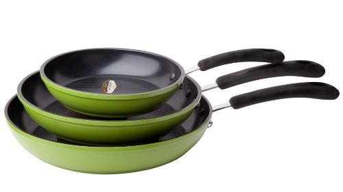 Ozeri Frying Pan 3-Piece Set (8", 10", 12") β 100% PTFE PFC, APEO, GenX, NMP and NEP-Free German-Made Coating, Green