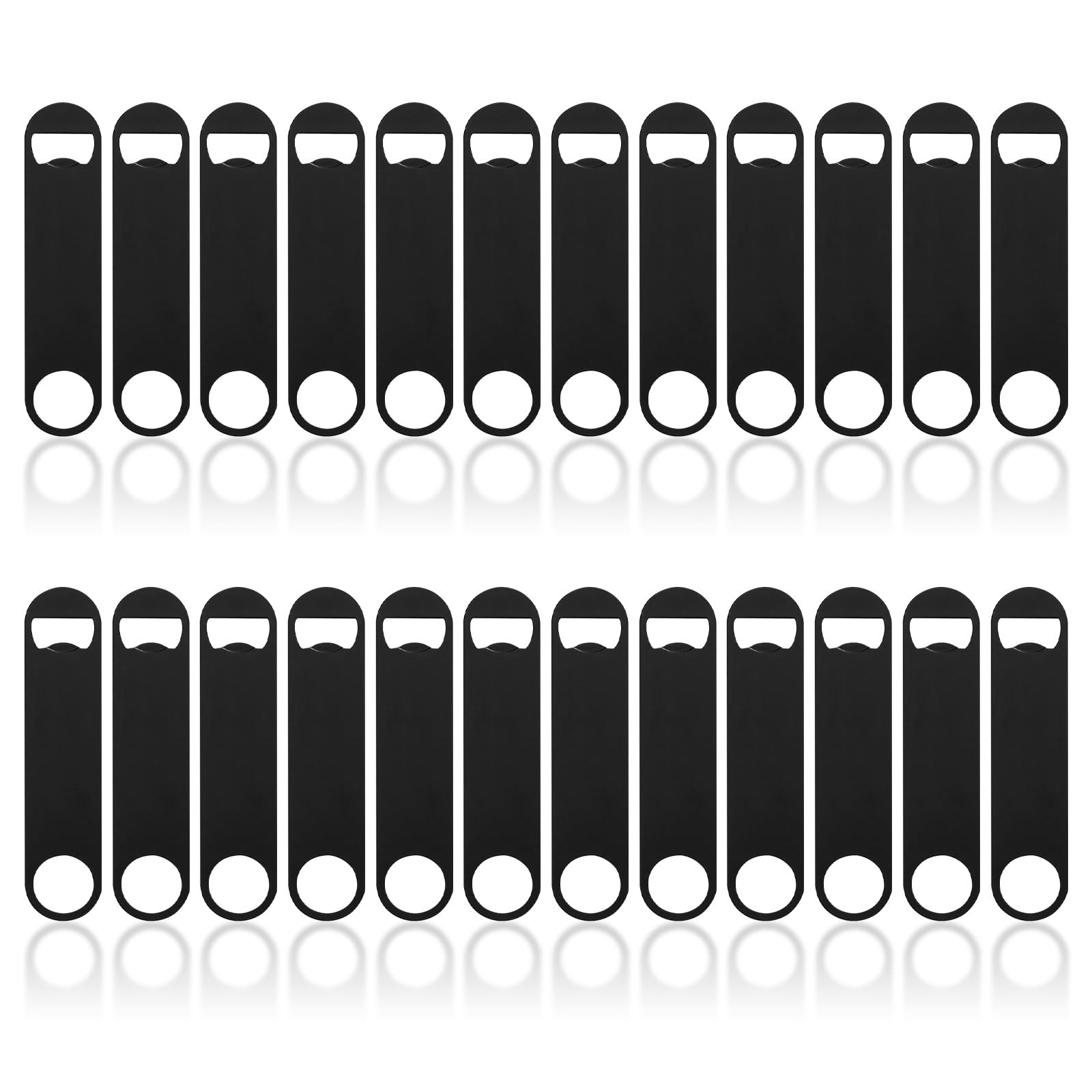Ohiyoo 24 Pack Flat Beer Bottle Opener 5 inch Heavy Duty Stainless Steel Flat Bottle Opener Metal Beer Bottle Openers Black Beer Openers for Bartender Kitchen Bar or Restaurant (Black, 5 inch)