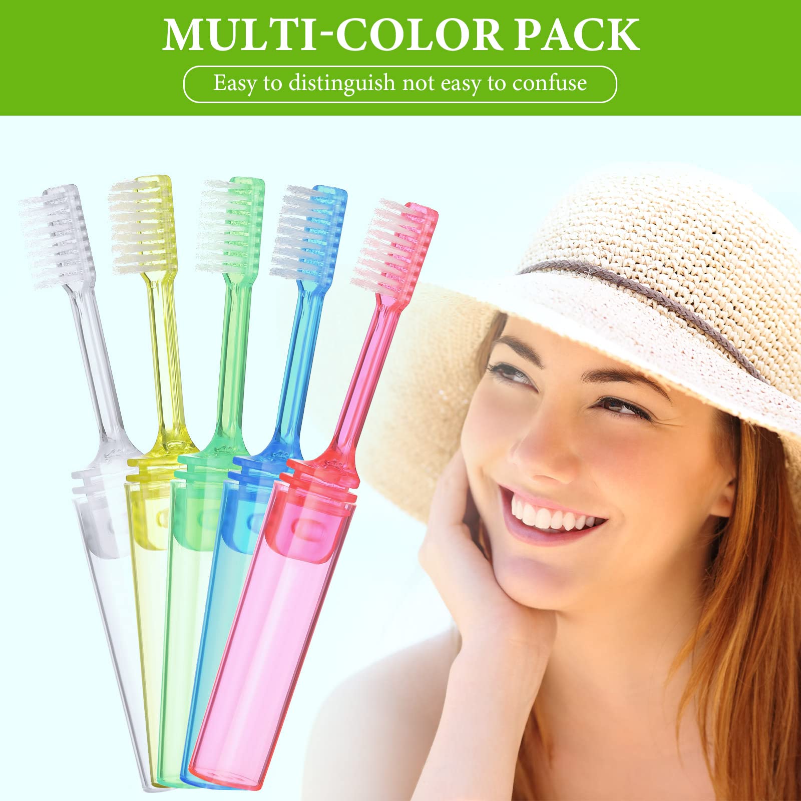 Potchen 150 Pcs Travel Toothbrush Bulk Folding with Case Portable Individually Wrapped Size for Travel, Camping, Hiking, School, Home, Business Trip, Hotels