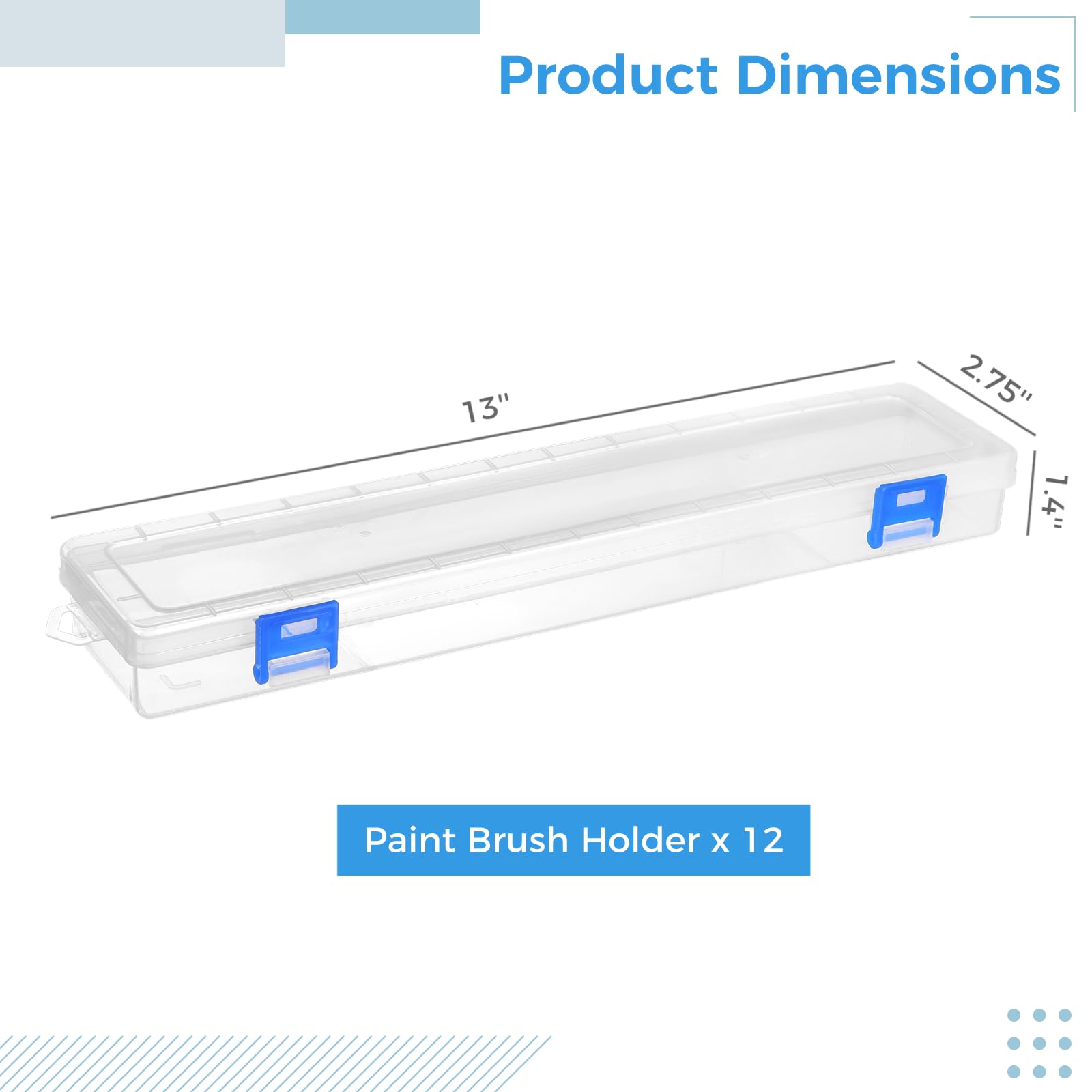 Tideme 12 PCS Paint Brush Holders, Translucent Plastic Paint Brush Case Organizers, Drawing Tools Storage Box Long Paint Brush Cases, Watercolor Pen Pencil Containers with Buckle Closure