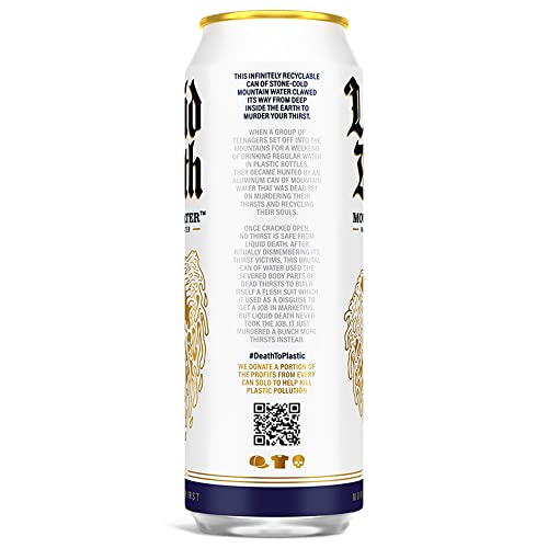 Liquid Death, Still Mountain Water, Real Mountain Source, Natural Minerals & Electrolytes, 8-Pack (King Size 19.2oz Cans)
