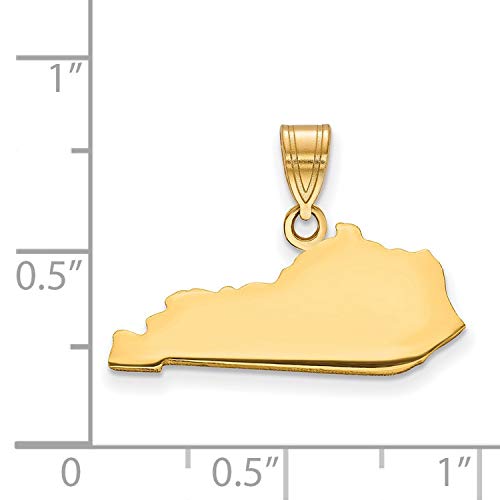 Jewelry Stores Network Polished Kentucky State Shaped Pendant in Real 14k Yellow Gold 9x23mm