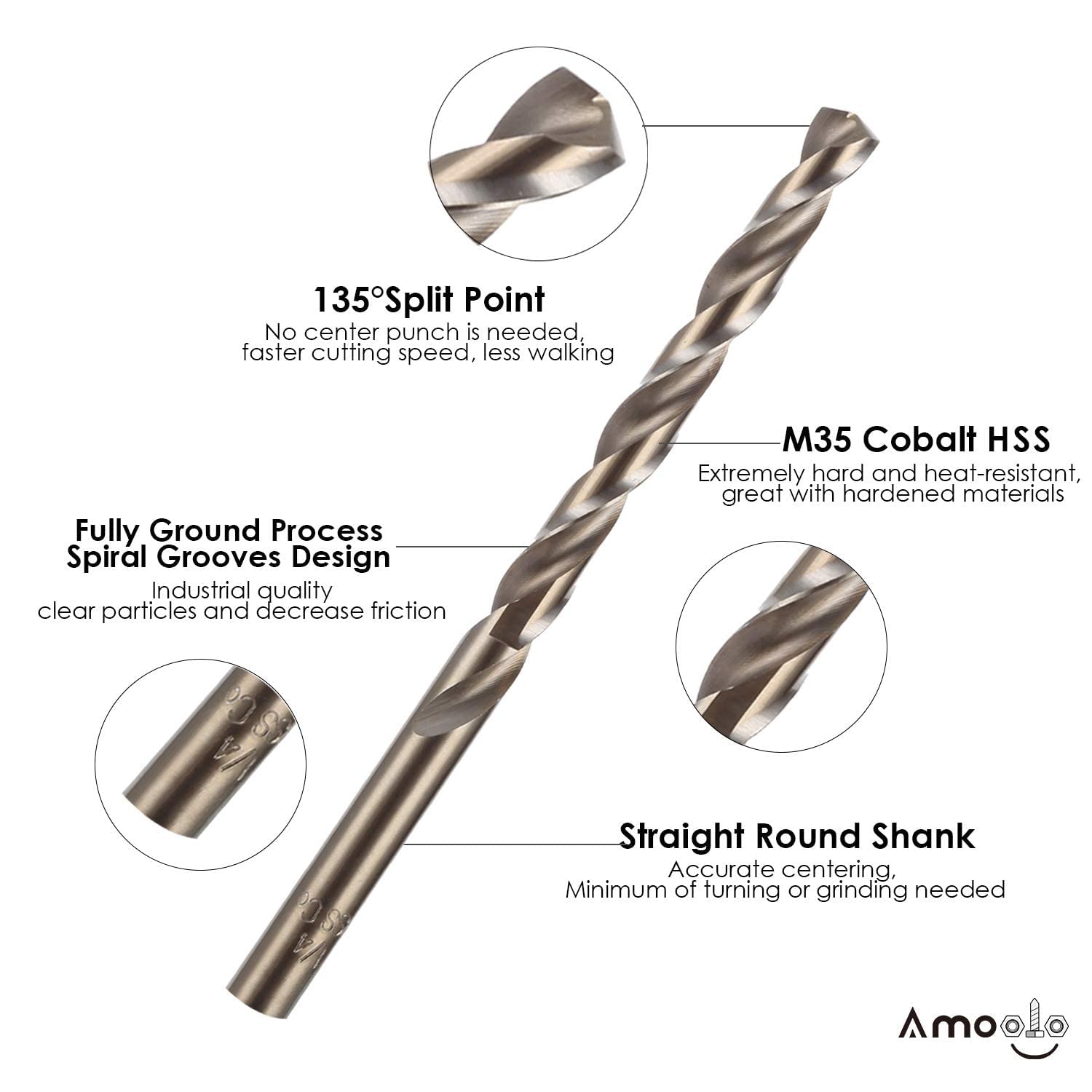 Straight Shank Twist Drill Bits High Speed Steel 4341 8mm Drill Bits with 8mm Shank
