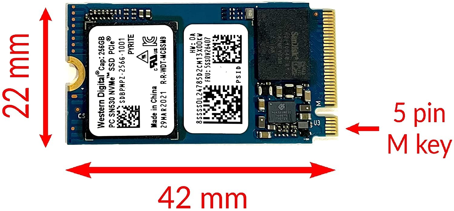 Oydisen WDc 256GB M.2 PCI-e NVME Internal SN530 Solid State Drive 42mm 2242 Form Factor M Key, OEM Package