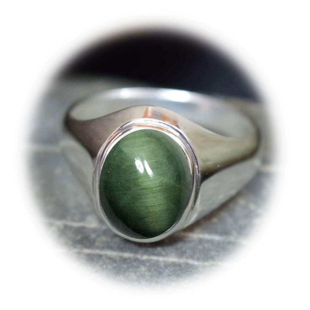 Jewelryonclick Natural-Cats Eye Silver Rings For Women 5 Carat Gemstones Oval Shape Astrology Birthstones In Size 9