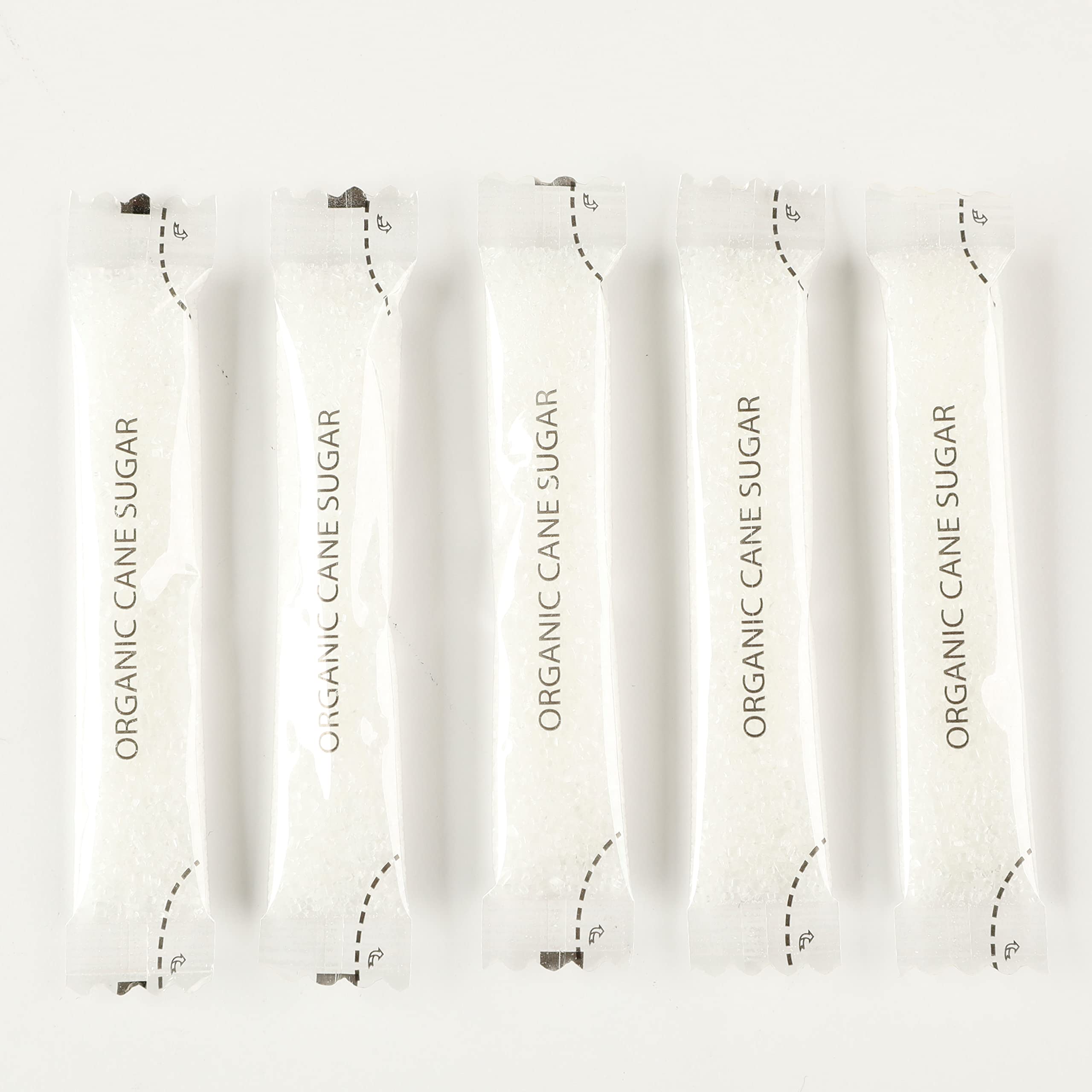 Organic White Sugar - Biodegradable Compostable Euro Stick - 250 Individual Packets 4 gr