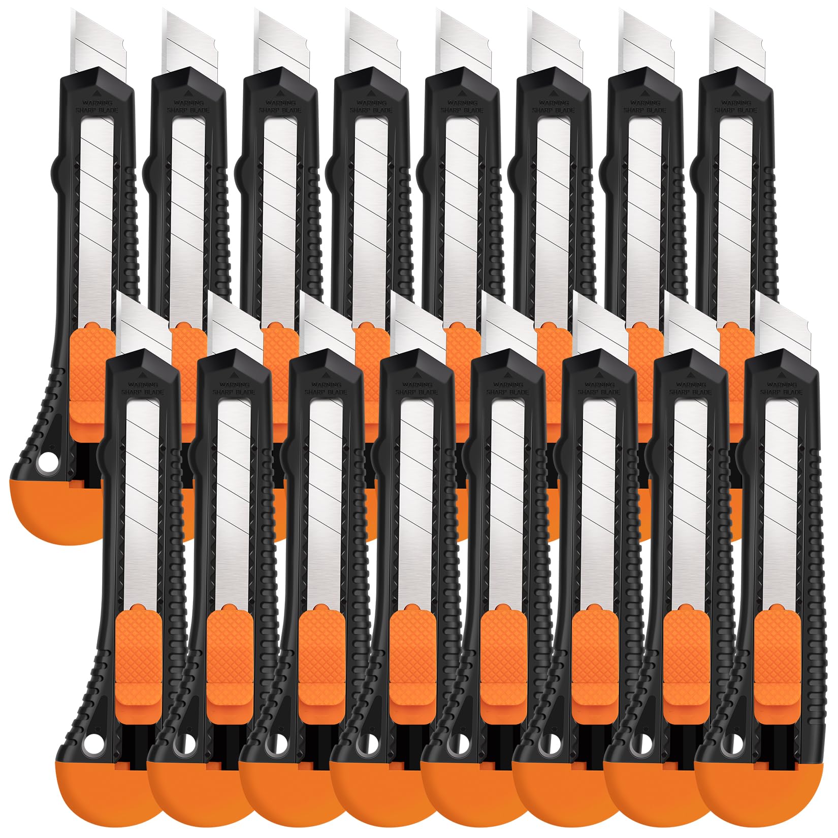 TIFICAL 4 Pack Box Cutter, Utility Knife, Box Cutter Retractable with 18mm Snap-Off Blade, Box Cutters for Paper, Plastic, Cardboard, Box Cutter Knife, Razor Knife, Utility Knife Retractable