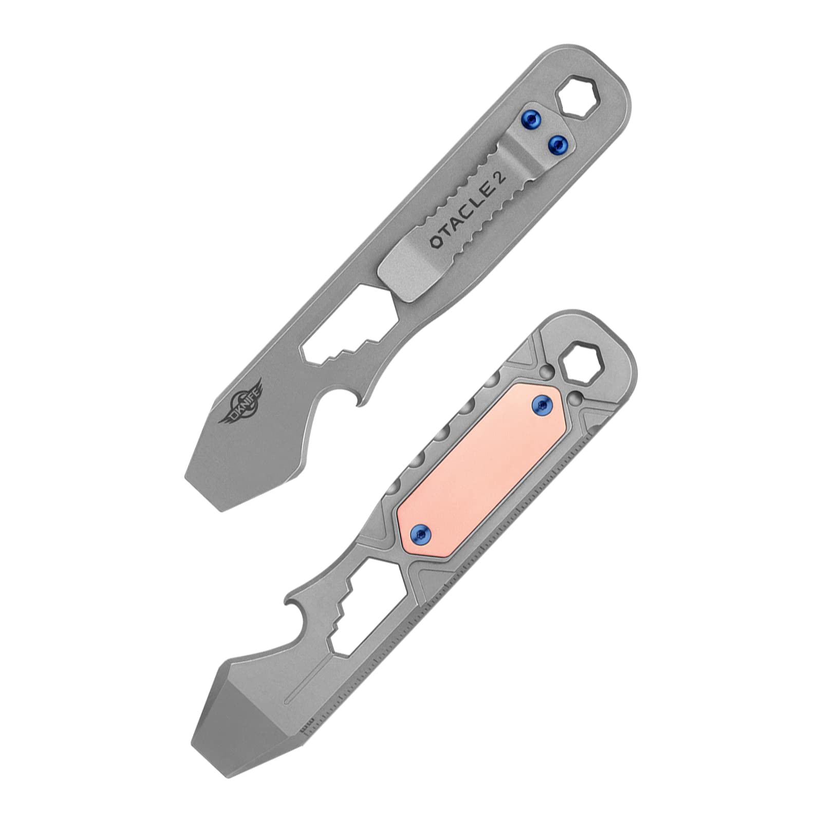 OKNIFE Parrot 154CM Stainless Steel Folding EDC Pocket Knife Bundle with Otacle 2 EDC Ti Bottle Opener Pry Bar